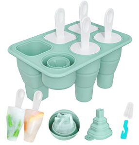 korlon popsicles molds, collapsible silicone baby popsicle molds maker for kids & adults, easy release ice pop molds with stick, funnel & brush for making homemade popsicles and ice cubes