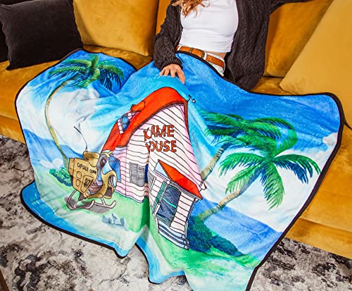 Dragon Ball Z Kame House Plush Throw Blanket | Fleece Blanket Cover, Cozy Sherpa Wrap For Sofa And Bed, Home Decor Room Essentials | Anime Manga Gifts And Collectibles | 45 x 60 Inches