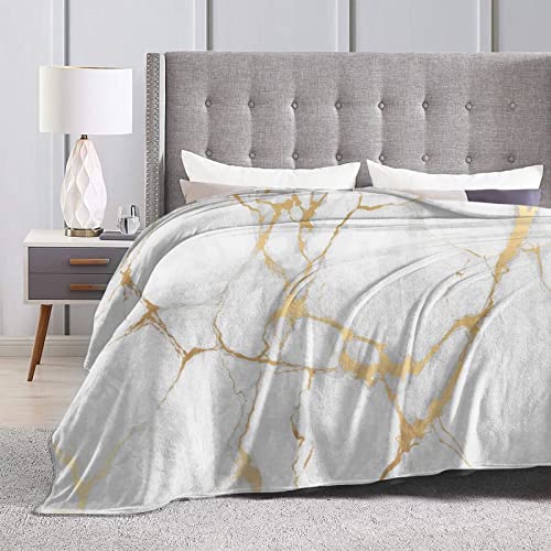 Perinsto Marble Texture Throw Blanket Ultra Soft Warm All Season Decorative Fleece Blankets for Bed Chair Car Sofa Couch Bedroom 50"X40"