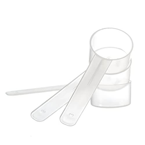 3 Measuring Spoons Set with Short Handle - 1 Teaspoon (5 ML) White Plastic Scoops for Coffee, Grains, Protein, Spices, Powders, and Other Dry Goods, BPA Free, Kitchen Tools Measure, Fits in Jars