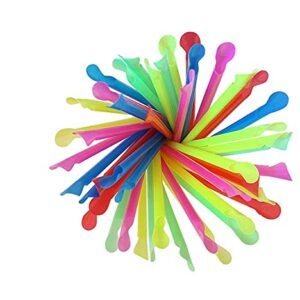 Concession Essentials 8'' Unwrapped Snow Cone Spoon Straw Assorted Bright Colors. Pack of 800ct.