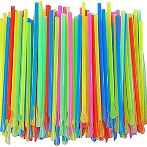 Concession Essentials 8'' Unwrapped Snow Cone Spoon Straw Assorted Bright Colors. Pack of 800ct.