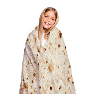 PHJK Food Pancakes Throw Blankets Soft Flannel Double Sided Wrap Blanket Giant Round Beach Towel Taco Blanket for Adult/Kids Diameter 80cm