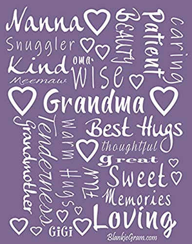 BlankieGram Grandmother Throw Blanket - Our Blankets and Throws Make The Ideal Gifts for Grandmother, Gifts for Women and for The Whole Family, Purple