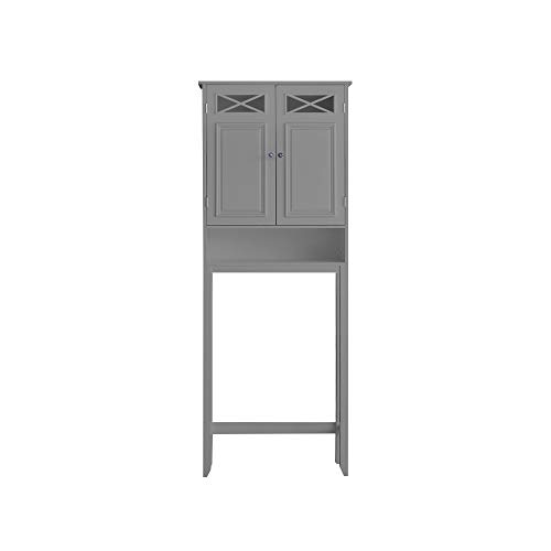 Elegant Home Fashions Over the Toilet with 2 Doors and Adjustable Shelves Grey