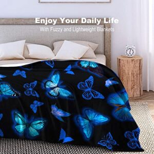 Butterfly Blanket Blue Butterflies Throw Blanket Ultra Soft Flannel Beautiful Butterfly Blanket Gifts for Adults Kids 50"x40"