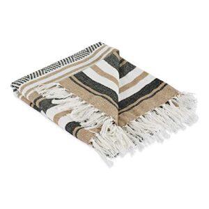 dii farmhouse woven throw, 50x60 with 3" fringe, stone, 1 piece