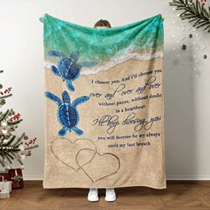 new 2023 wedding anniversary blanket gifts for her wife him husband - romantic anniversary birthday gift for her love fleece throws blankets presents for wife on sea turtle gifts blanket 50" x 60"