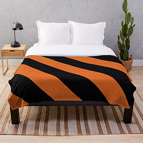 Princeton New Jersey Black & Orange Team Color Stripes Cute Pattern Print Sherpa Fleece Blanket Super Soft Blankets & Throws for Couch Warm Plush Throw Blanket Chair Sofa Fuzzy Cozy Blanket - Customi