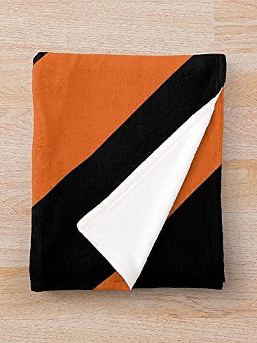 Princeton New Jersey Black & Orange Team Color Stripes Cute Pattern Print Sherpa Fleece Blanket Super Soft Blankets & Throws for Couch Warm Plush Throw Blanket Chair Sofa Fuzzy Cozy Blanket - Customi