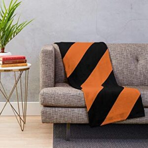 Princeton New Jersey Black & Orange Team Color Stripes Cute Pattern Print Sherpa Fleece Blanket Super Soft Blankets & Throws for Couch Warm Plush Throw Blanket Chair Sofa Fuzzy Cozy Blanket - Customi