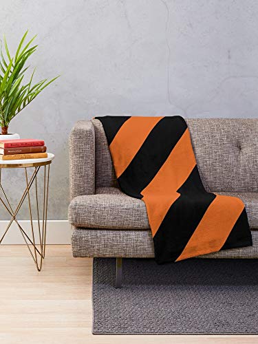 Princeton New Jersey Black & Orange Team Color Stripes Cute Pattern Print Sherpa Fleece Blanket Super Soft Blankets & Throws for Couch Warm Plush Throw Blanket Chair Sofa Fuzzy Cozy Blanket - Customi