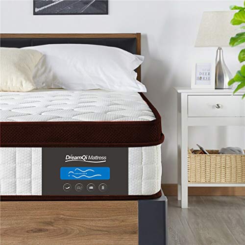 DreamQi Queen Hybrid Memory Foam Innerspring Mattress for Cool Sleep More Pressure Relief & Stronger Edge Support,12 Inch Innerspring Comfortable Mattress,Bed in a Box (Queen, 12inch)