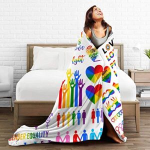 Feartdiy LGBT Gay Pride Rainbow Flag Blanket for Kids Adults Women,Soft Fleece Throw Blanket Cozy Bed Blankets King Size for Couch Bed Travel Camping 50"X40"