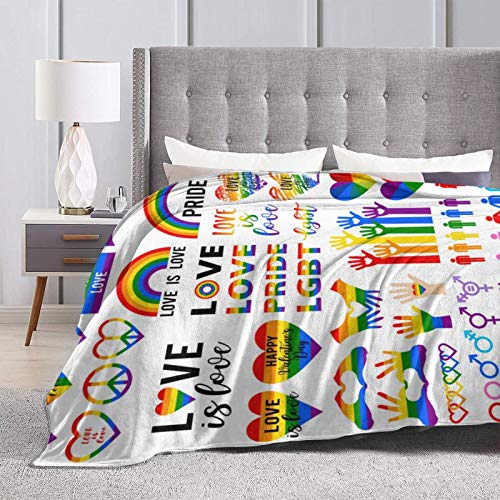 Feartdiy LGBT Gay Pride Rainbow Flag Blanket for Kids Adults Women,Soft Fleece Throw Blanket Cozy Bed Blankets King Size for Couch Bed Travel Camping 50"X40"