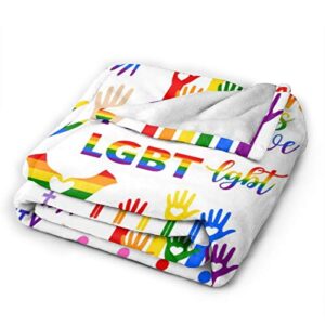 Feartdiy LGBT Gay Pride Rainbow Flag Blanket for Kids Adults Women,Soft Fleece Throw Blanket Cozy Bed Blankets King Size for Couch Bed Travel Camping 50"X40"