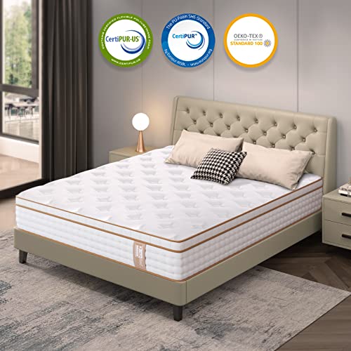 BedStory 10" Hybrid King Mattress in a Box, Gel Memory Foam Mattress with Pocket Spring, Medium Firm Mattress with Dual Brim Design for Supportive&Pressure Relieving&Motion Isolated Sleep, Made in USA