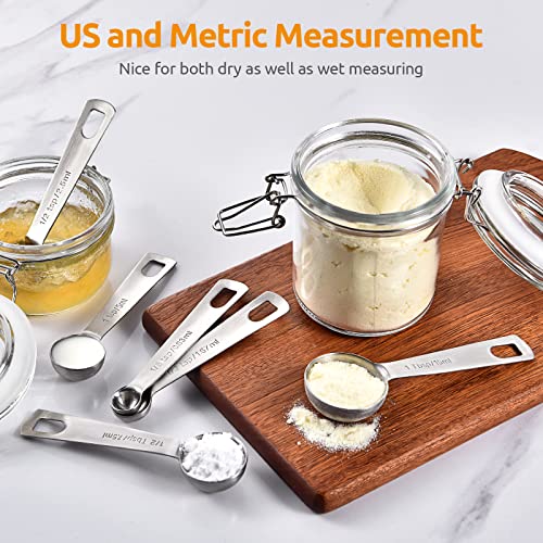 Measuring Spoons: U-Taste 18/8 Stainless Steel Measuring Spoons Set of 9 Piece: 1/16 tsp, 1/8 tsp, 1/4 tsp, 1/3 tsp, 1/2 tsp, 3/4 tsp, 1 tsp, 1/2 tbsp & 1 tbsp Dry and Liquid Ingredients