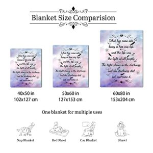 JDKWAY Bible Verse Throw Blanket for Couch Sofa Bed Warm Fuzzy Flannel Blanket for Baby Lightweight Soft Cozy Microfiber Blankets Christian Gifts for Women Friends (Pink Purple, 40''x 50'')