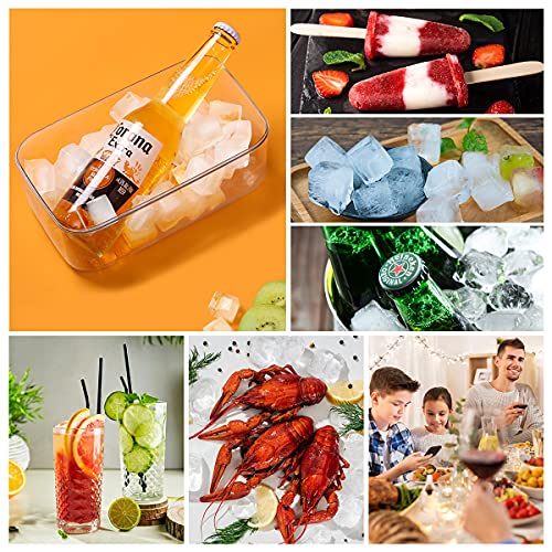 Ice Cube Tray With Lid and Bin - Silicone Ice Tray For Freezer | Comes with Ice Container, Scoop and Cover| BPA Free| Space Saving Ice Cube Molds