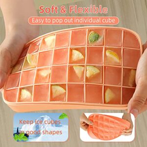 Ice Cube Tray With Lid and Bin - Silicone Ice Tray For Freezer | Comes with Ice Container, Scoop and Cover| BPA Free| Space Saving Ice Cube Molds