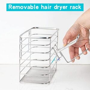 YQh Hair Tool Organizer，Hair Dryer Holder,Hair Styling Tool Organizer Basket for Bathroom，Stainless Steel Hair Dryer Holder Storage，Wall Mounted Tool Organizer Storage Basket for Hair Drye