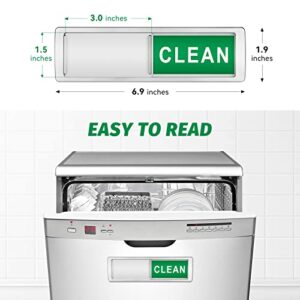 Dishwasher Magnet Clean Dirty Sign Shutter Only Changes When You Push It Non-Scratching Strong Magnet or 3M Adhesive Options Indicator Tells Whether Dishes are Clean or Dirty (Modern Silver)