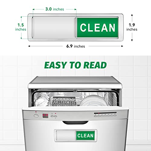 Dishwasher Magnet Clean Dirty Sign Shutter Only Changes When You Push It Non-Scratching Strong Magnet or 3M Adhesive Options Indicator Tells Whether Dishes are Clean or Dirty (Modern Silver)