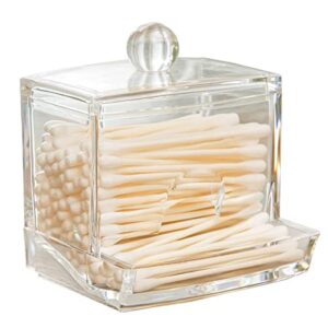 typutomi cotton swab holder, modern clear cotton swab holder with lid cotton swab dispenser storage organizer for bathroom countertop vanity(no cotton swabs)