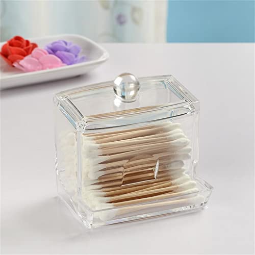 Typutomi Cotton Swab Holder, Modern Clear Cotton Swab Holder with Lid Cotton Swab Dispenser Storage Organizer for Bathroom Countertop Vanity(No Cotton swabs)