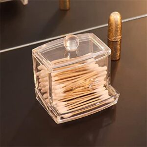 Typutomi Cotton Swab Holder, Modern Clear Cotton Swab Holder with Lid Cotton Swab Dispenser Storage Organizer for Bathroom Countertop Vanity(No Cotton swabs)