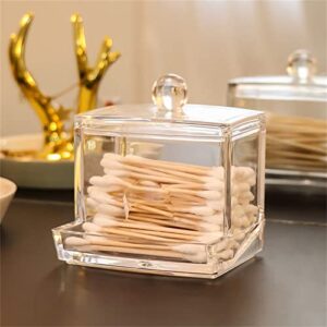 Typutomi Cotton Swab Holder, Modern Clear Cotton Swab Holder with Lid Cotton Swab Dispenser Storage Organizer for Bathroom Countertop Vanity(No Cotton swabs)