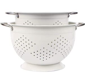 rorence powder coated steel colander set of 2 - white