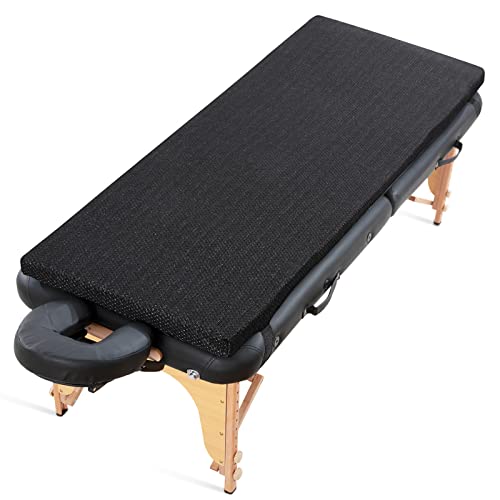 HOMBYS Memory Foam Lash Bed Topper with Removable Cover, Black Massage Table Mattress Topper with Elastic Bands, Non-Slip Lash Bed Cushion Only (Bed Not Included)