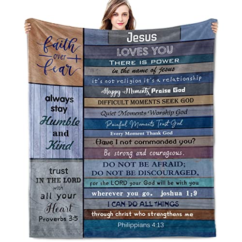 Tsefiwo Christian Blanket Christian Gifts for Women Faith Inspirational Gifts for Women, Catholic Bible Verse Throw Blanket Religious Gifts for Women Christian Gifts for Men 60"x50"