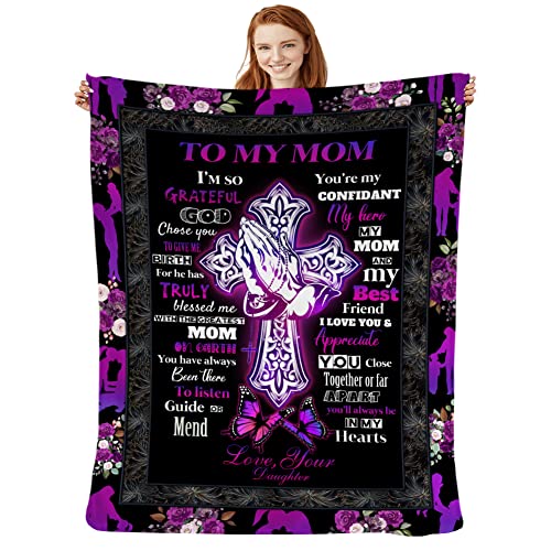 Birthday Gifts for My Mom Blanket from Daughter Christian Soft Warm Cozy Throw Blankets Fleece Blanket Thanksgiving Christmas Mom for Sofa Bedding Travel 60x50 Inch