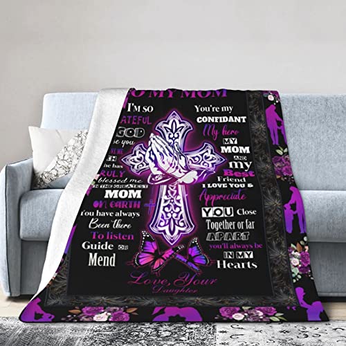 Birthday Gifts for My Mom Blanket from Daughter Christian Soft Warm Cozy Throw Blankets Fleece Blanket Thanksgiving Christmas Mom for Sofa Bedding Travel 60x50 Inch