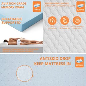 ORTHOMTEX 3 Inch Cooling Gel Memory Foam Mattress Topper Queen Size Bed,Removable Soft Cover, Comfort Body Support - Pressure Relief,10 Year Warranty