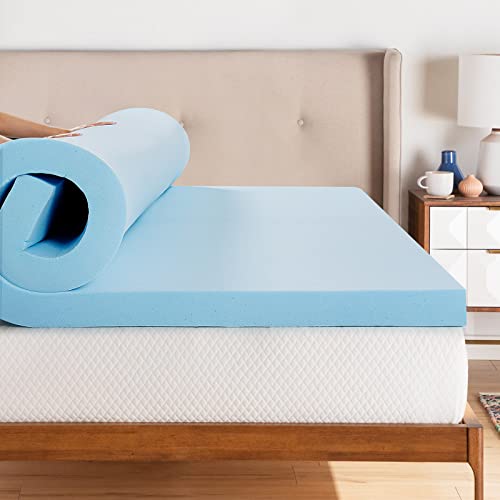 ORTHOMTEX 3 Inch Cooling Gel Memory Foam Mattress Topper Queen Size Bed,Removable Soft Cover, Comfort Body Support - Pressure Relief,10 Year Warranty