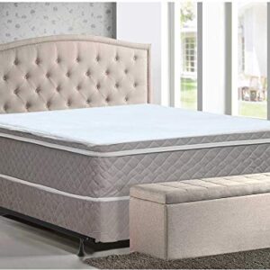 Mattress Solution 10-Inch Medium Plush Eurotop Pillowtop Innerspring Mattress and 8" Split Wood Boxspring/Foundation Set, with Frame, 75" X 48", 1