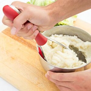 Zyliss Stainless Steel Potato Masher - Stainless Steel Metal Potato & Vegetable Masher - Silicone Bowl Scraper & Integrated Hanging Hook - Stainless Steel