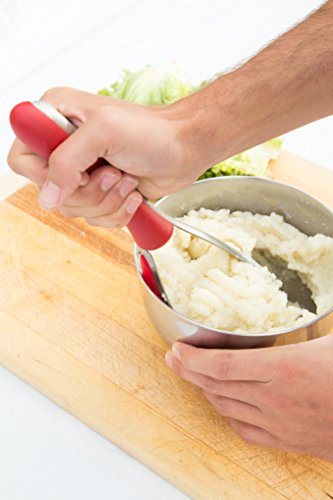 Zyliss Stainless Steel Potato Masher - Stainless Steel Metal Potato & Vegetable Masher - Silicone Bowl Scraper & Integrated Hanging Hook - Stainless Steel