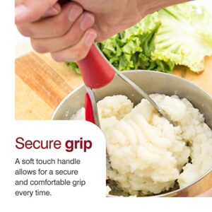 Zyliss Stainless Steel Potato Masher - Stainless Steel Metal Potato & Vegetable Masher - Silicone Bowl Scraper & Integrated Hanging Hook - Stainless Steel