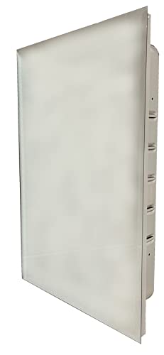 Jensen Medicine Cabinets Jensen 1459G Horizon Recessed Frameless Beveled Edge Mirror and Glass Shelves, Mirrored/White, 16 x 26