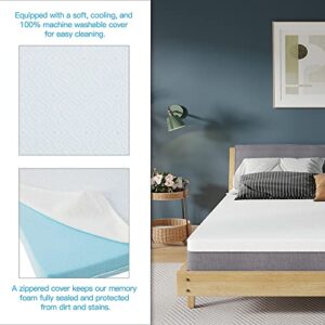 EZKozzy 3 Inch Memory Foam Mattress Topper Full Size High Density Cooling Pad Pressure Relief Bed Topper with Removable & Washable Bamboo Cover(Full)