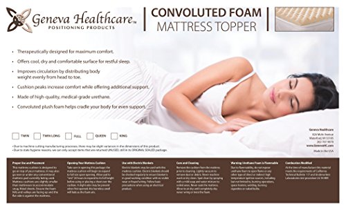 Geneva Healthcare Egg Crate Convoluted Foam Mattress Pad 3" Standard King Size Topper - 3" x 76" x 80"