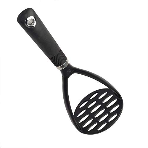 Cooking Light Potato Masher Sturdy and Heat Resistant, Safe for Non-Stick Cookware, Soft Grip Nylon Gadget, Black