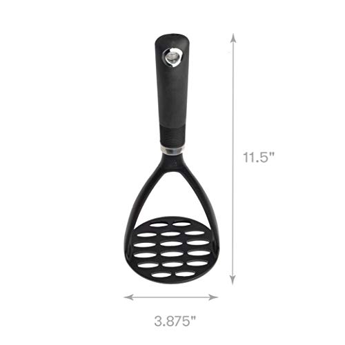 Cooking Light Potato Masher Sturdy and Heat Resistant, Safe for Non-Stick Cookware, Soft Grip Nylon Gadget, Black