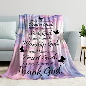 Inspirational Blanket Healing Thoughts Throw Blanket Christian Bible Verse Religious Blanket with Positive Energy, Super Soft Prayers Fleece Blanket Get Well Soon Gifts for Women & Men - 40" x 50"