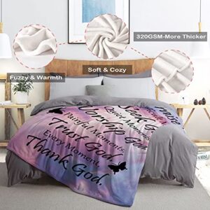 Inspirational Blanket Healing Thoughts Throw Blanket Christian Bible Verse Religious Blanket with Positive Energy, Super Soft Prayers Fleece Blanket Get Well Soon Gifts for Women & Men - 40" x 50"